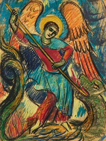 ISAAC GRÜNEWALD. St Goran and the Dragon. Art - Paintings - Auctionet