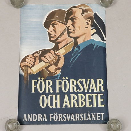 AFFISCH, "För försvar och arbete, Andra försvarslånet", AB ÅETÅ-tryck, 1941. Konst - Övrigt ...