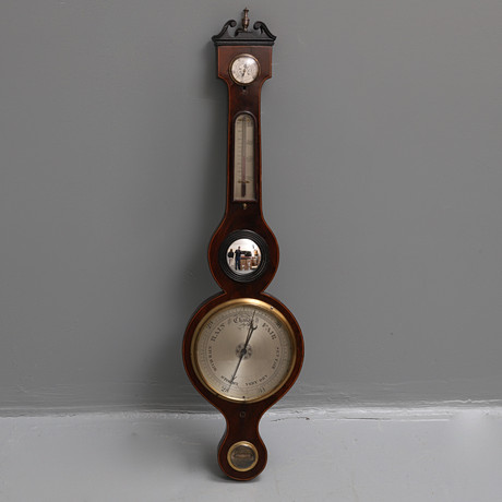 RUEDA TERMOMETRO HIGROMETRO BAROMETRO DE BOJ CAOBA Y BANDAS DE EBONO ...