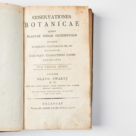 SWARTZ SCARCE OBSERVATIONES BOTANICAE QUIBUS PLANTAE INDIAE ...