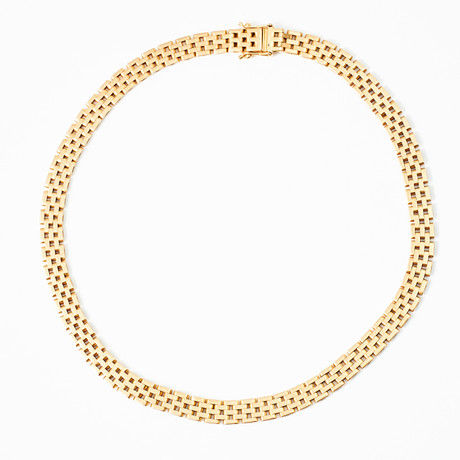 COLLIER, 18 k guld, korridormatta, August Mikkov AB, Stockholm 1968 ...