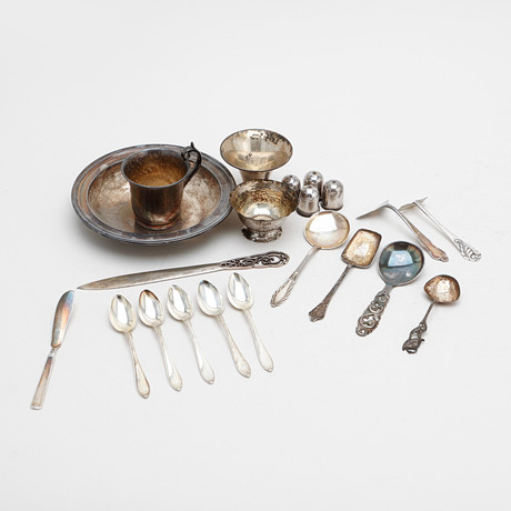 SILVER OBJECTS, 20 pieces. Weight 540 grams. Silver & Metals - Silver ...