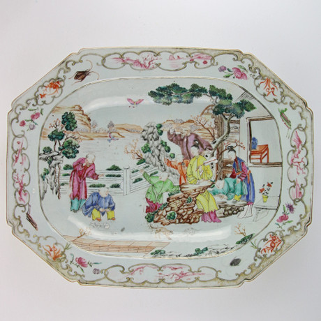 PLATE, octagon, hand painted porcelain, China, probably 18th century ...