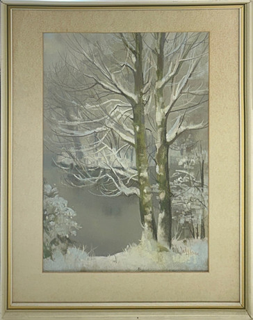 JUDY HANN. TREES IN SNOW PASTEL. Art - Paintings - Auctionet