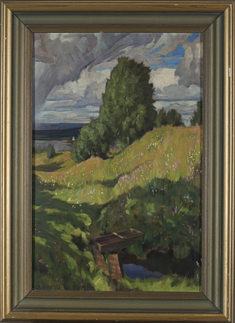 ARNE LINDMARK. Oletettu tekijä. Kesämaisema, öljy Paneeli, signeerattu ...