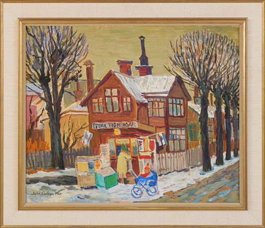 JOHN CARLSON. City motif, signed and dated John Carlson 1968, oil on ...