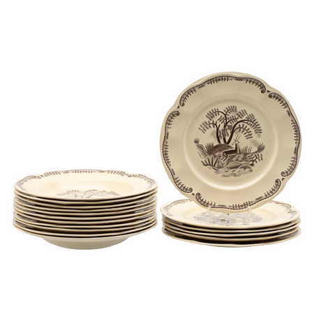 ARTHUR PERCY. Plates, 17 pieces, flintware, decoration "Tibet", Gefle ...