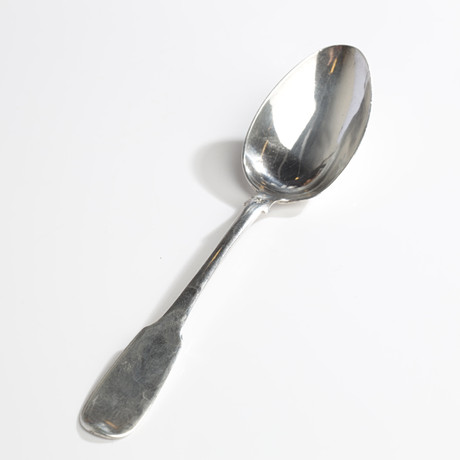 TABLE SPOON, silver, star decoration, Sazikov, Moscow, Russia, 1880 ...