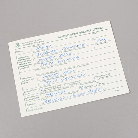 AUTOGRAF, Florence Stephens, Huseby Bruk, 1978. Böcker, Kartor ...