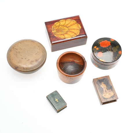 A GROUP OF TREEN AND OTHER ITEMS. Swedish Folk Art - Bowls & Boxes ...