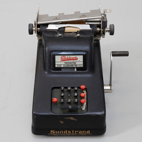 DESIGN DAVID SUNDSTRAND. calculating machine, "The Sundstrand Speed ...