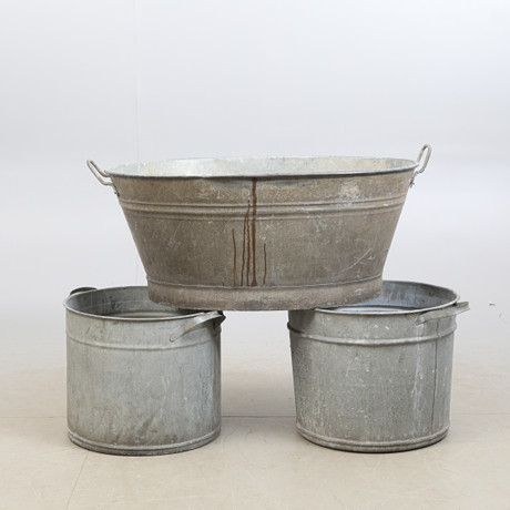 ZINKBALJA och ZINKTUNNOR. 3 delar. Silver & Metall - Övriga ...