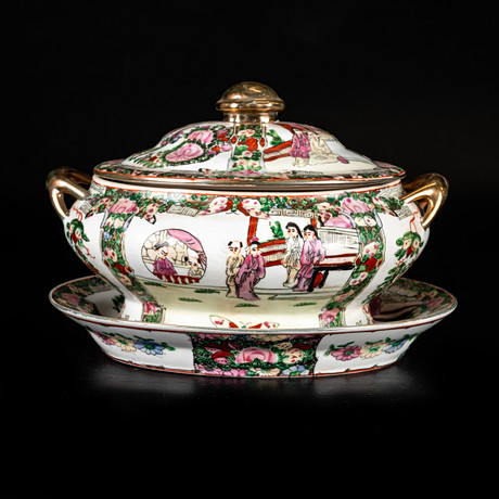 TERRIN, med lock, porslin, famille rose, Kina. Keramik & Porslin ...