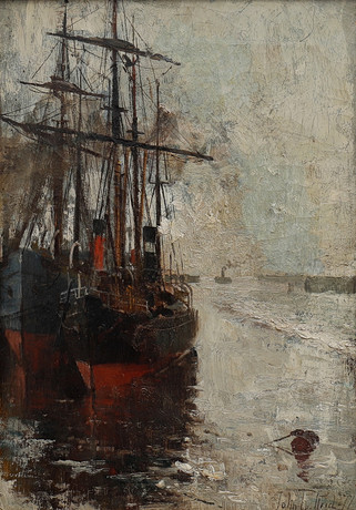 JOHN ROBERTSON REID, HAMNMOTIV. Konst - Måleri - Auctionet