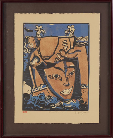 TORSTEN JURELL (FÖDD 1951). Vattenbärerskan, träsnitt, signerad Torsten ...