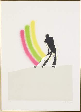 LASSE ÅBERG. Golfer, color lithograph, signed and dated Lasse Åberg -87 ...