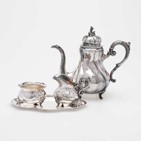 COFFEE POT, SUGAR BOWL AND CREAM POT, SILVER. Silver & Metals - Silver ...