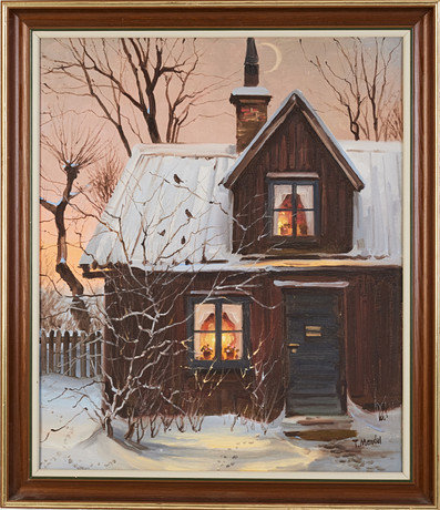 TOMAS MANDEL. "Mäster Mikaels gata no 12 Gården", oil on canvas, signed ...