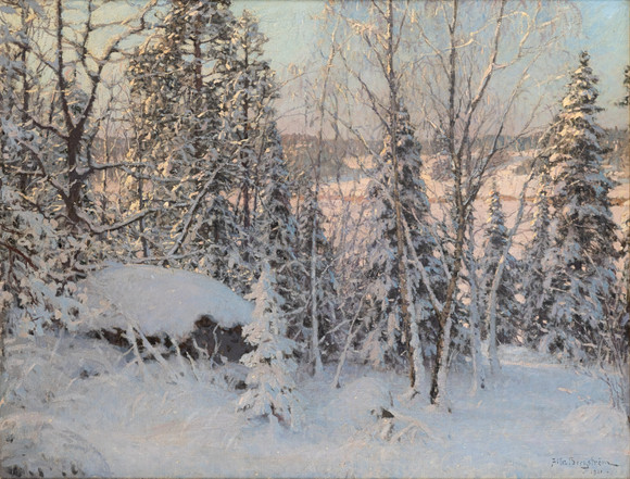 ALFRED BERGSTRÖM (1869-1930). Winter landscape in the evening light ...