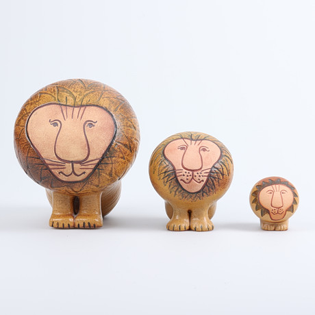 LISA LARSON. Lejon 3 stycken i stengods, Gustavsberg. Keramik & Porslin ...