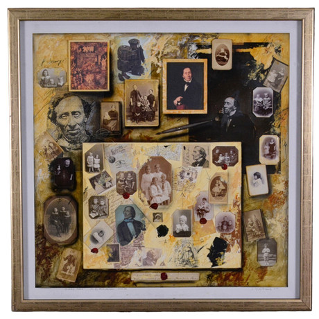 JÖRGEN WARING. Blandteknik med collage. Konst - Måleri - Auctionet