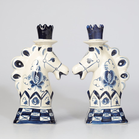 CANDLESTICKS, 1 pair, porcelain, Soviet Union, second half of the 20th ...