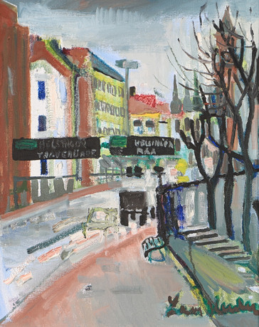 LARS HERDER. Helsingborgsmotiv, olja på duk, signerad. Konst - Måleri - Auctionet