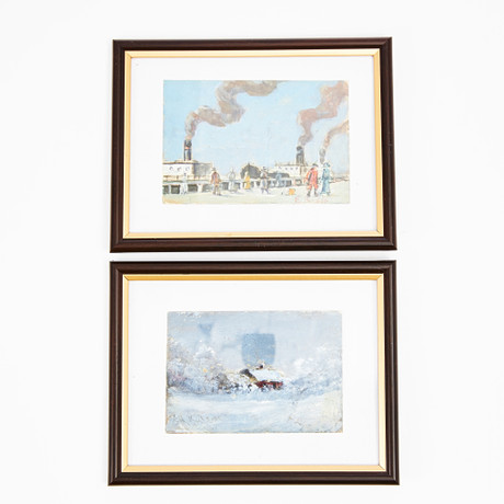 EDUARD KUTSAR. (ESTLAND 1902-1970). Varierade motiv, 2 st, olja ...