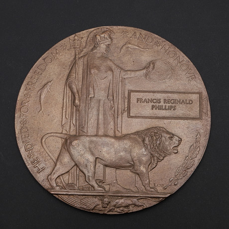 A FIRST WORLD WAR MEMORIAL PLAQUE TO A DISPATCH RIDER WITH THE ROYAL ...