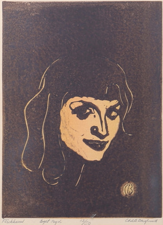 CARL BERNHARD BERGLUND. "Girl Head". Woodcut, own print, signed and ...