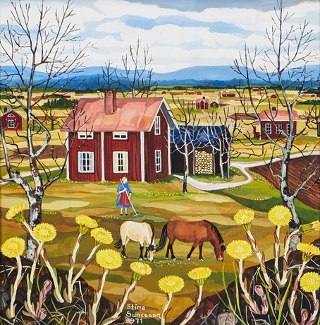STINA SUNESSON (1925-1998). "Tidig Vår". Konst - Måleri - Auctionet