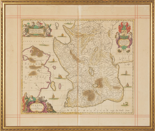 MAP SKANE. JANSSONIUS - PITT, MOSES, Scania, Vulgo Schonen, partially ...