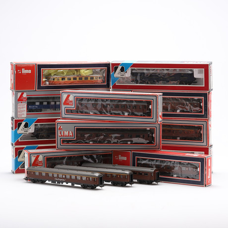 LIMA models/trains, personvagnar och rälsbuss, 15 st, 1980-tal ...