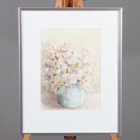 INGEGÄRD DIGMAN. "Blomster", akvarell, signerad. Konst - Måleri - Auctionet
