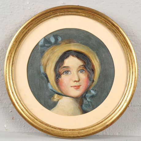 NINETEENTH CENTURY SCHOOL. HEAD STUDY OF A YOUNG GIRL IN A RIBBON TIED ...