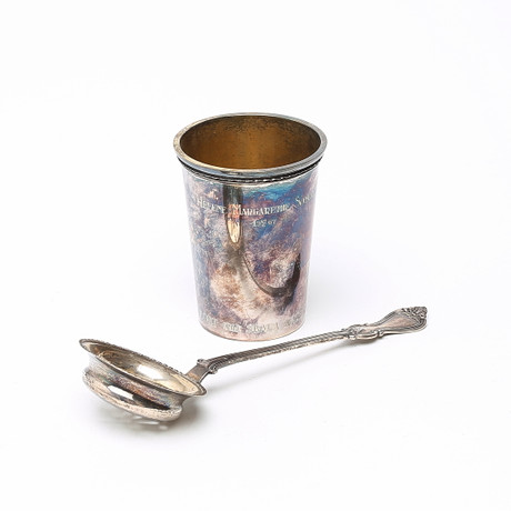 CUP AND SUGAR STREAMER, silver, GAB, Stockholm 1958 and Samuel ...