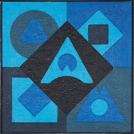 TOM MOSLEY. Composition, acrylic on Board, signed and dated 1967 on ...