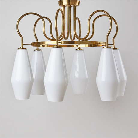 PAAVO TYNELL. ceiling fixture, Taito, Finland 1950s, polished brass ...