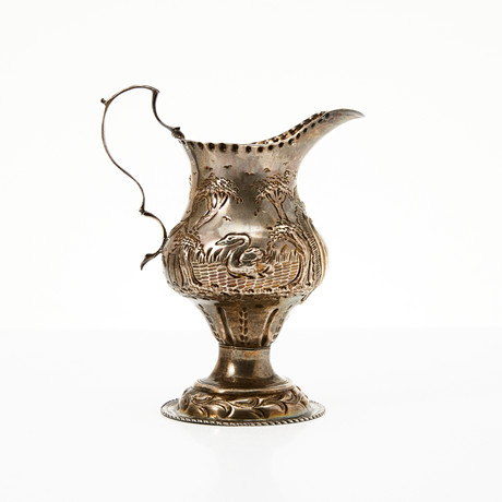 CREAM POT, silver, England, London, 1778, rococo, marked TS, punched ...