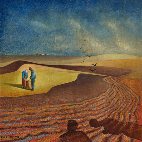 ERIK OLSON. "Aftonklockorna". Konst - Måleri - Auctionet