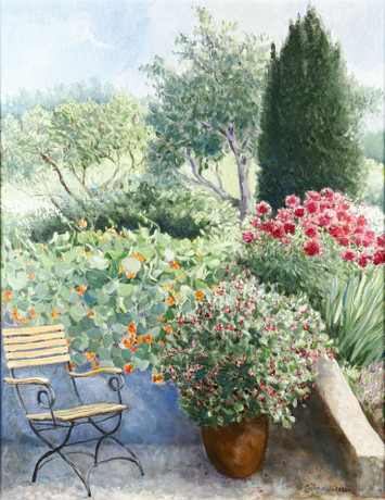 GUDRUN NILSSON. Terrace view, oil on canvas, signed. Art - Paintings ...