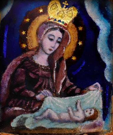 MARIA CYRENIUS (1872-1959) "Mater Dolorosa" emaljmålning ...