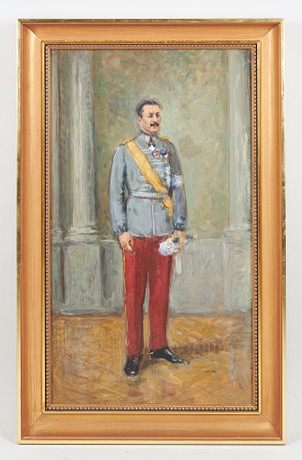 AXEL HAARTMAN. Mannerheim, a verso certificate, oil on Board. Art ...