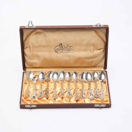 SUEDE SPOONS, 12 pcs, silver, "Olga", CG Hallberg, Stockholm, weight ...