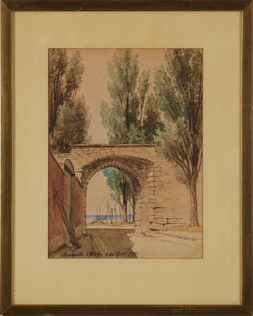 GUSTAF WILHELM PALM (1810-1890). "Strandporten i Wisby", mixed media on ...