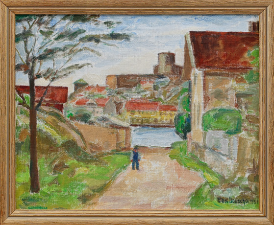 EDA DOUSCHA. "Från Koön mot Marstrand", olja på duk, signerad. Konst ...