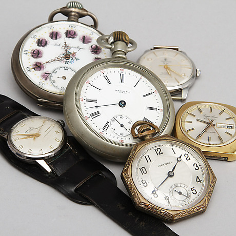 POCKET WATCH AND WRISTWATCH, 6 pcs. Clocks & Watches - Wristwatches ...