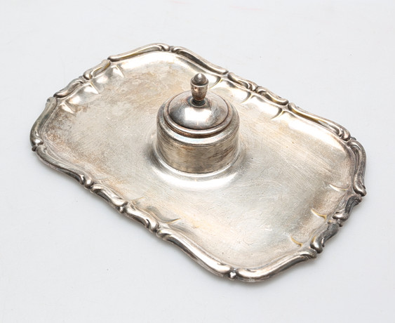 INKHORN, nickel silver/ glass. Silver & Metals - Silver plated - Auctionet