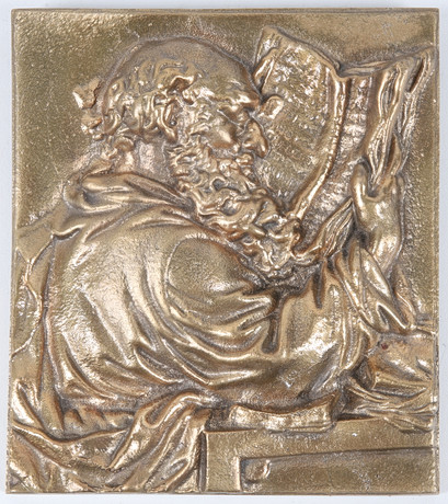 WALL RELIEF, reading man, bronze. Silver & Metals - Pewter, Brass ...