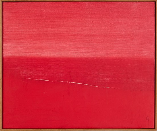 ARNE OLSSON. Composition in red, oil on canvas, monogram signed. Art ...